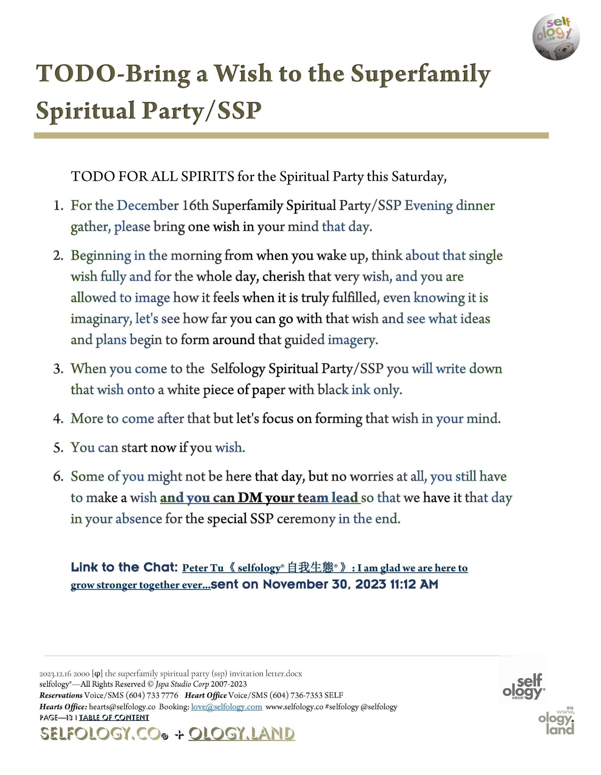 2023.12.16 2000 [Φ] The Superfamily Spiritual Party/SSP Invitation ...